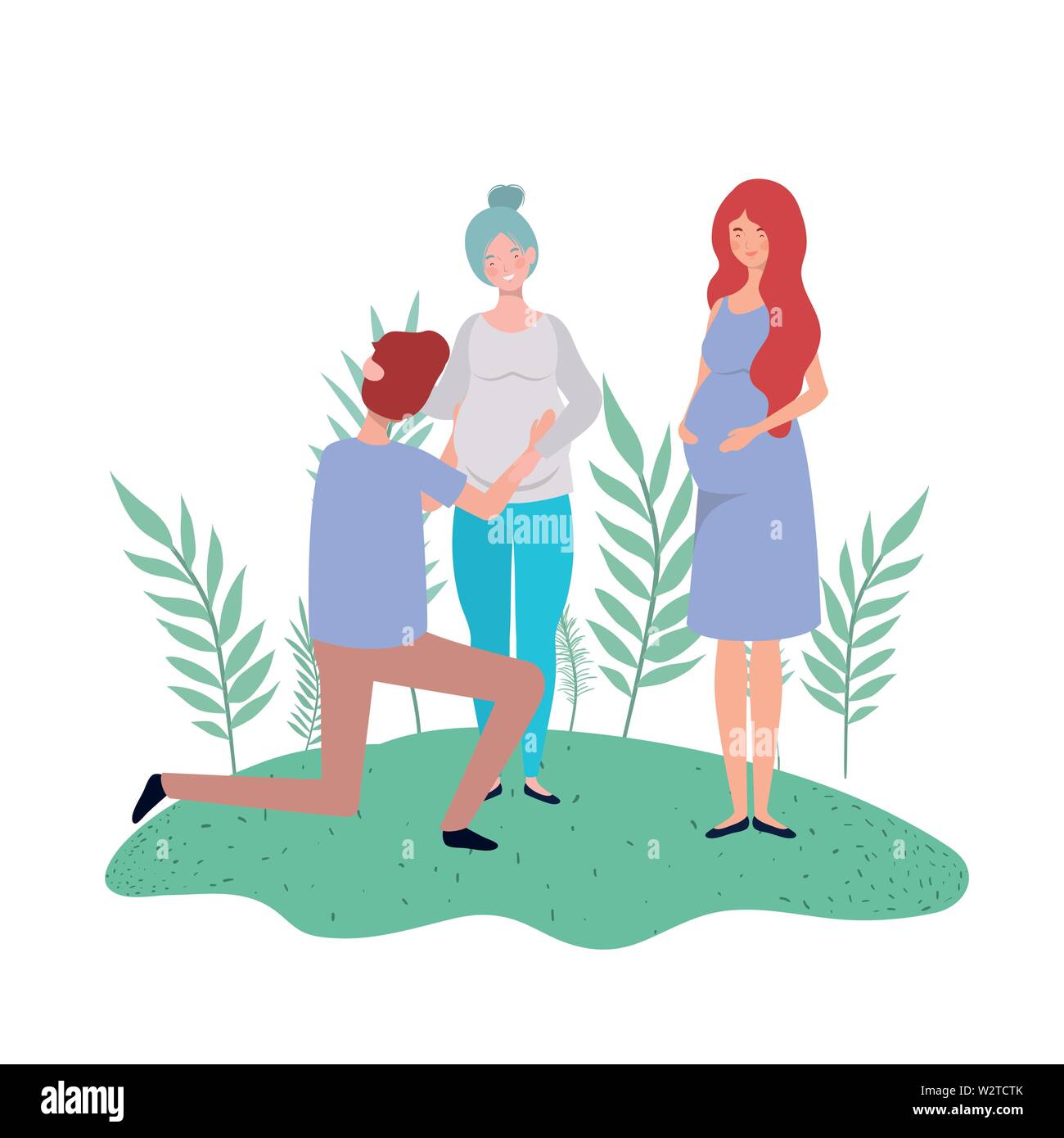 pregnant women with man standing in landscape Stock Vector Image & Art ...