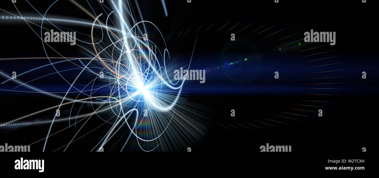 Futuristic particle panorama background design illustration with lights ...