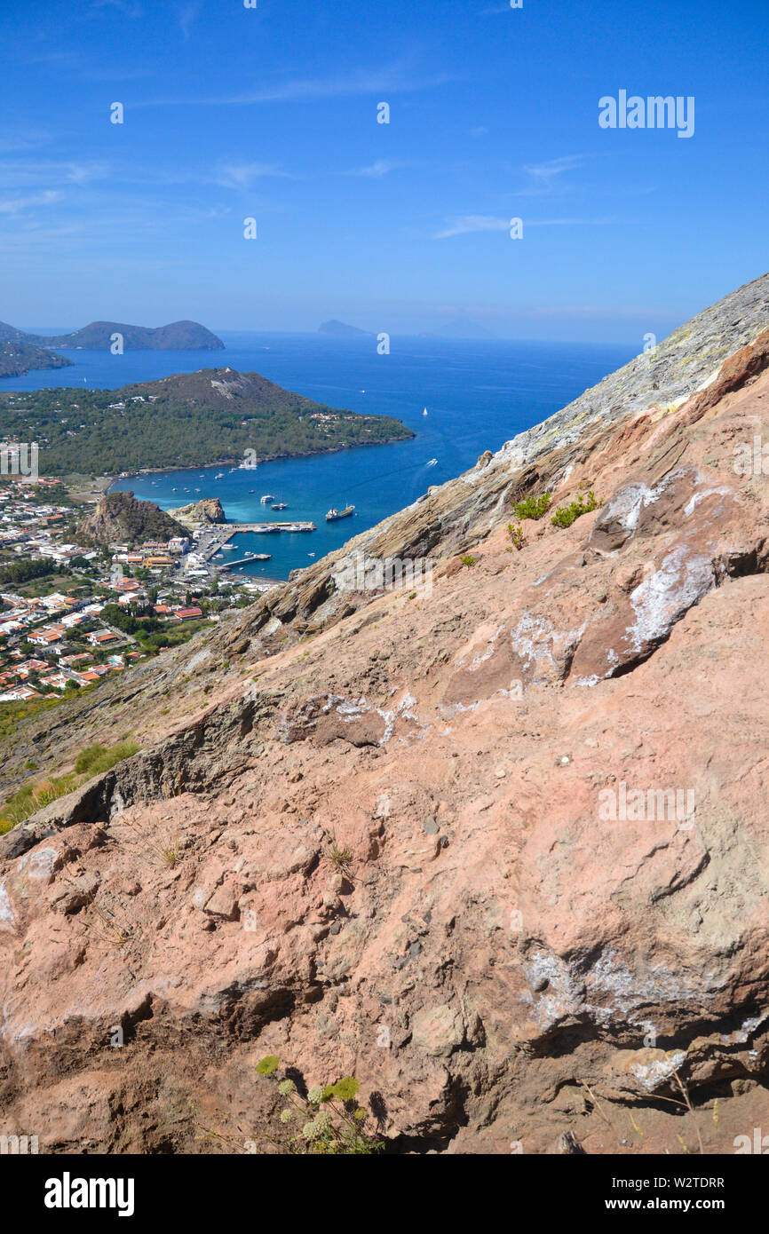Volcano island in Sicily, Italy. Panorama of Aeolian Islands Stock ...