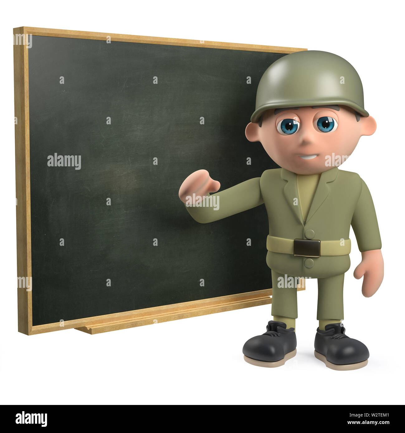 3d rendered image of a 3d cartoon army soldier character teaching at ...