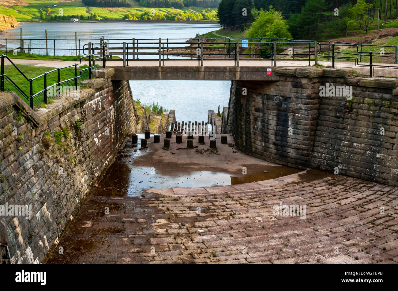 The lower end of the spillway from Yeoman Hey Reservoir into Dove Stone ...
