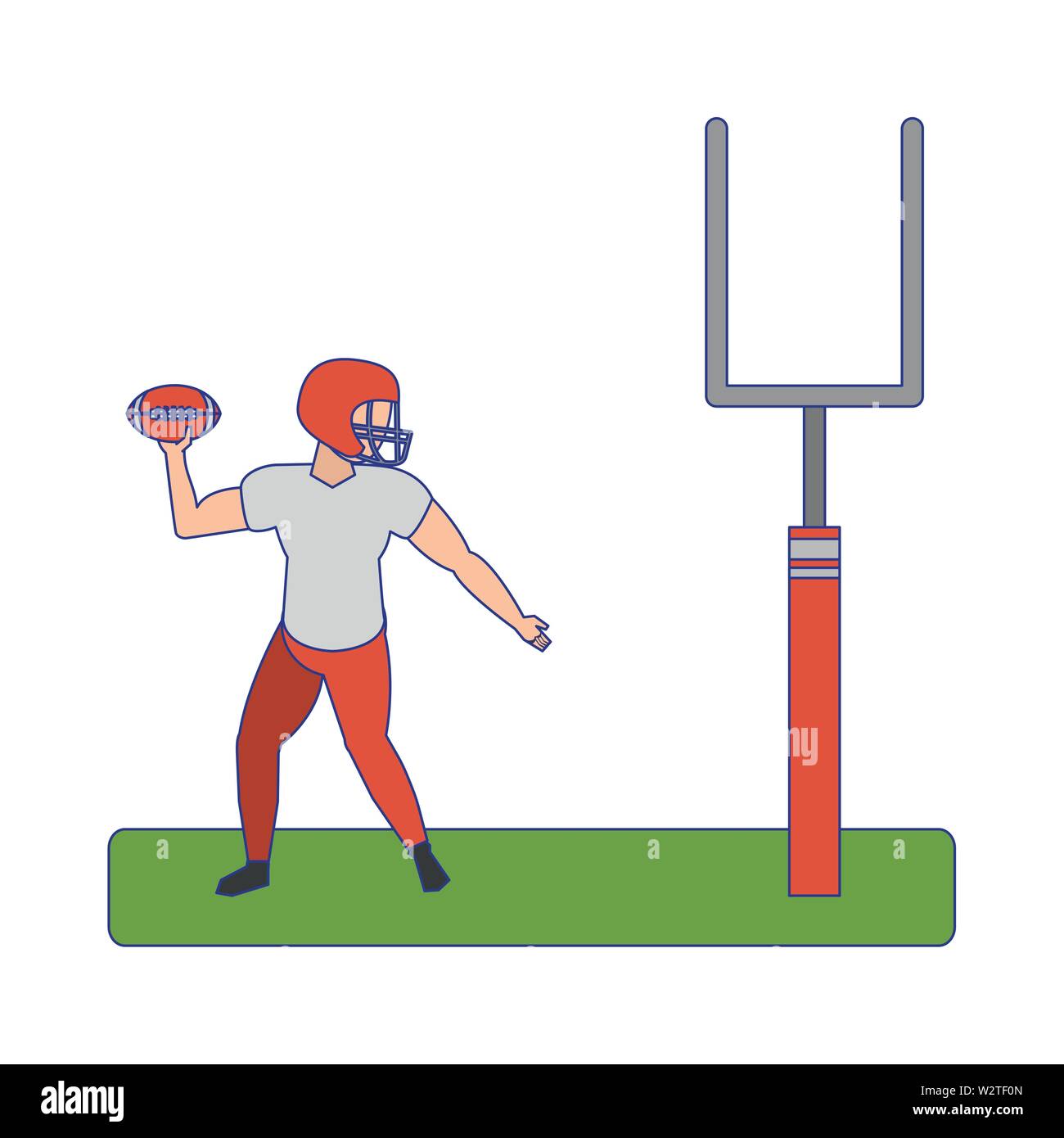 american football sport game cartoon blue lines Stock Vector Image ...