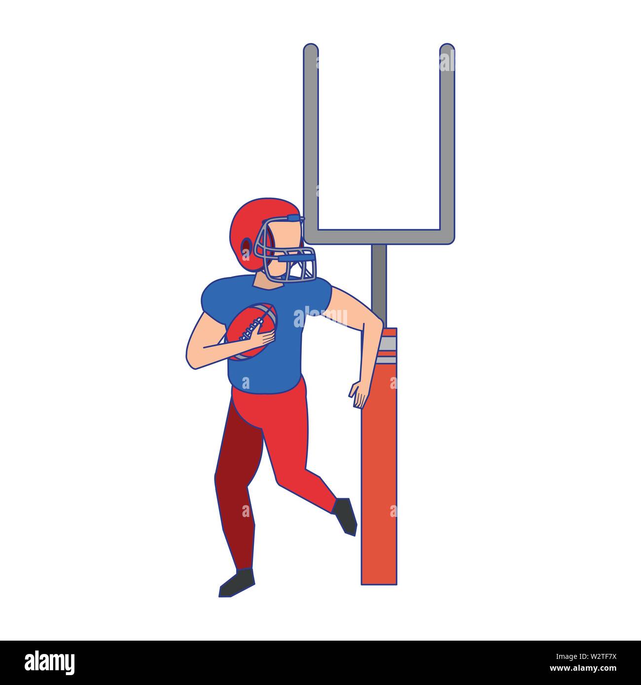 american football sport game cartoon blue lines Stock Vector Image ...