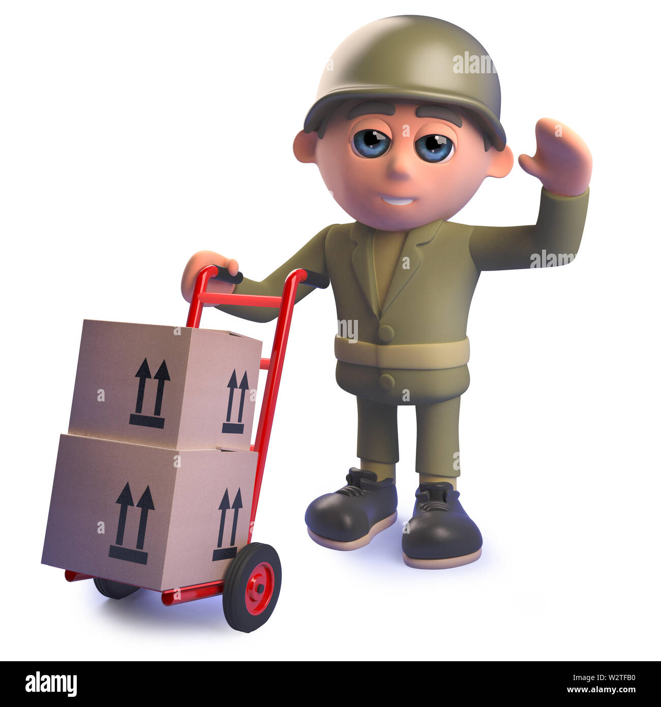 3d rendered image of an army soldier cartoon character in 3d with hand ...