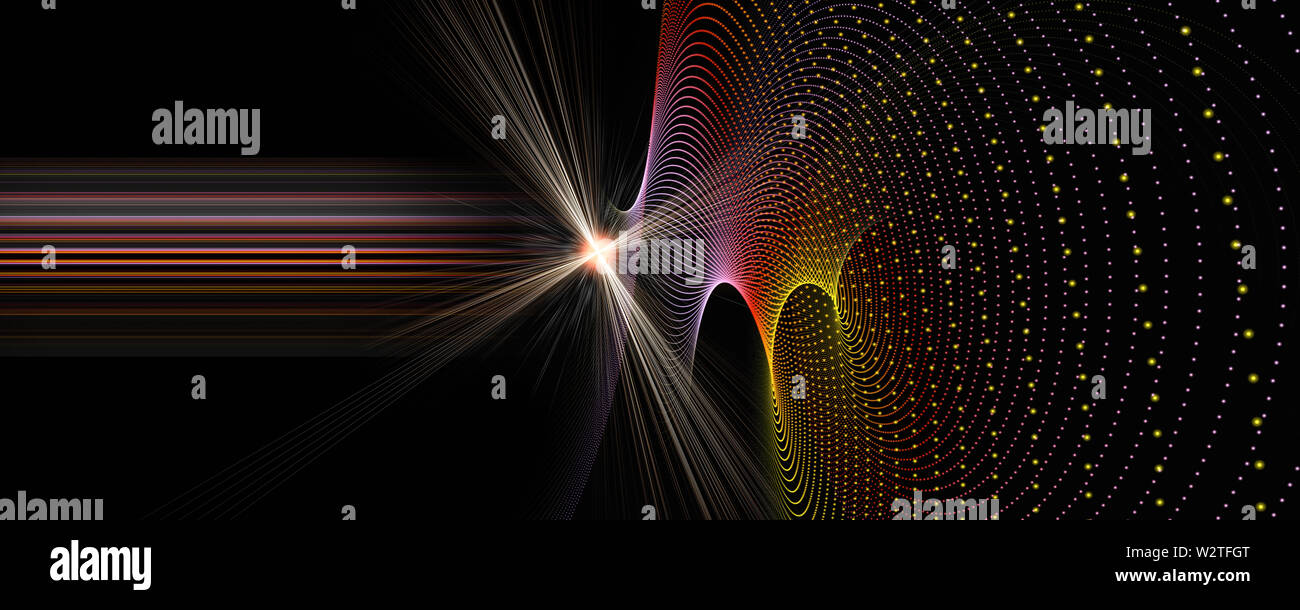 Futuristic particle panorama background design illustration with lights ...