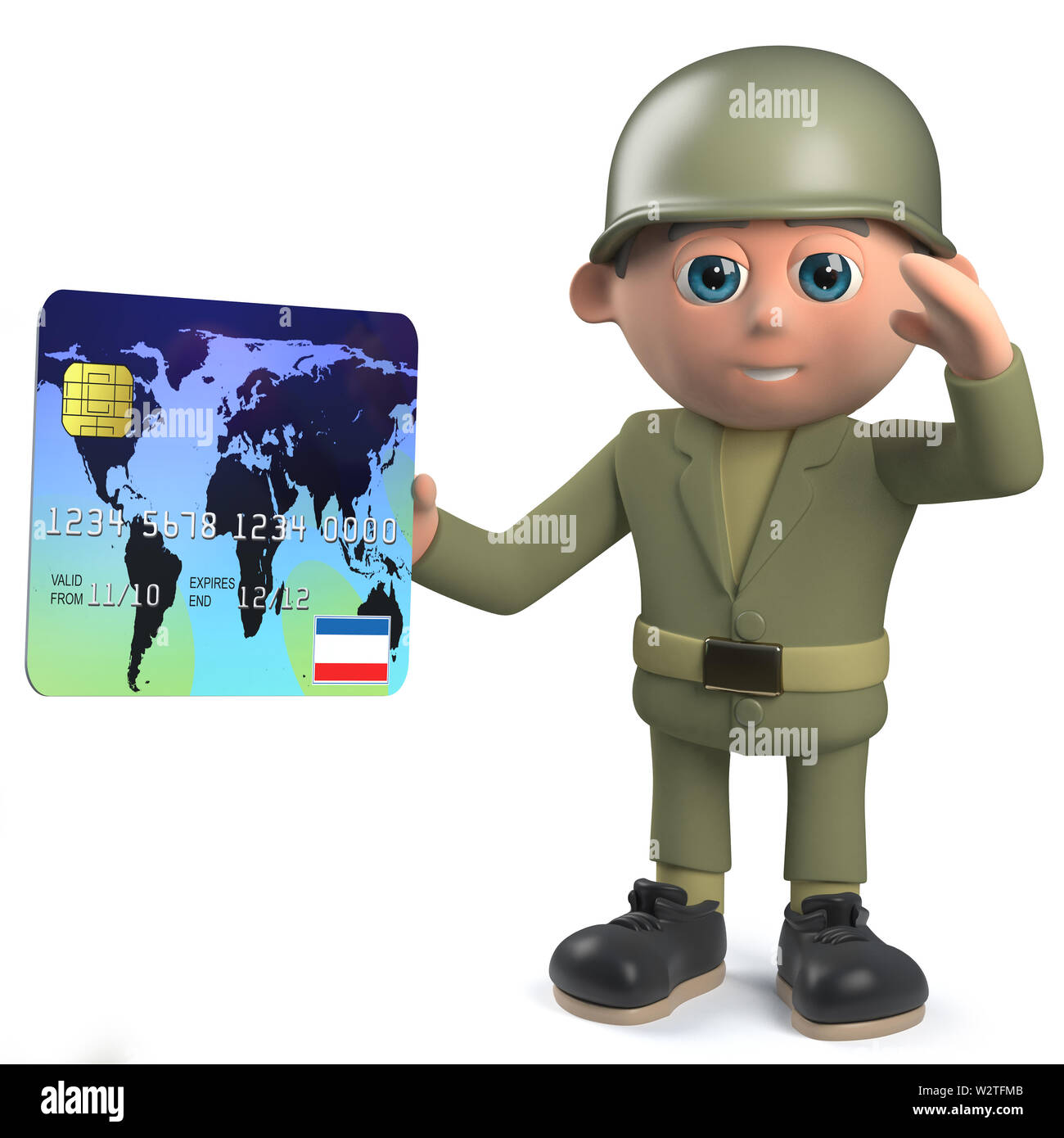 Cartoon Woman Soldier Saluting