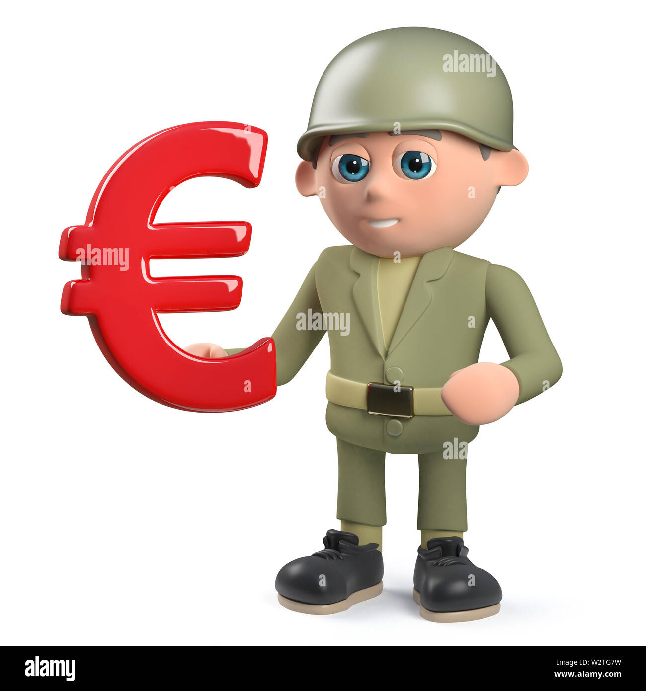 Render of a 3d army soldier character with Euro currency symbol Stock ...