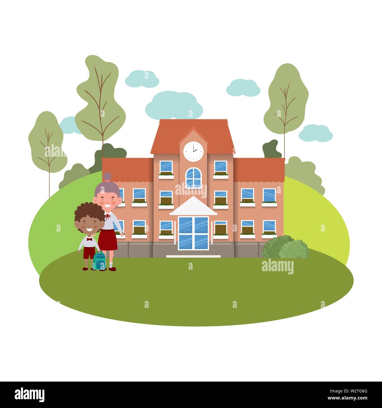 school building of primary with students Stock Vector Image & Art - Alamy