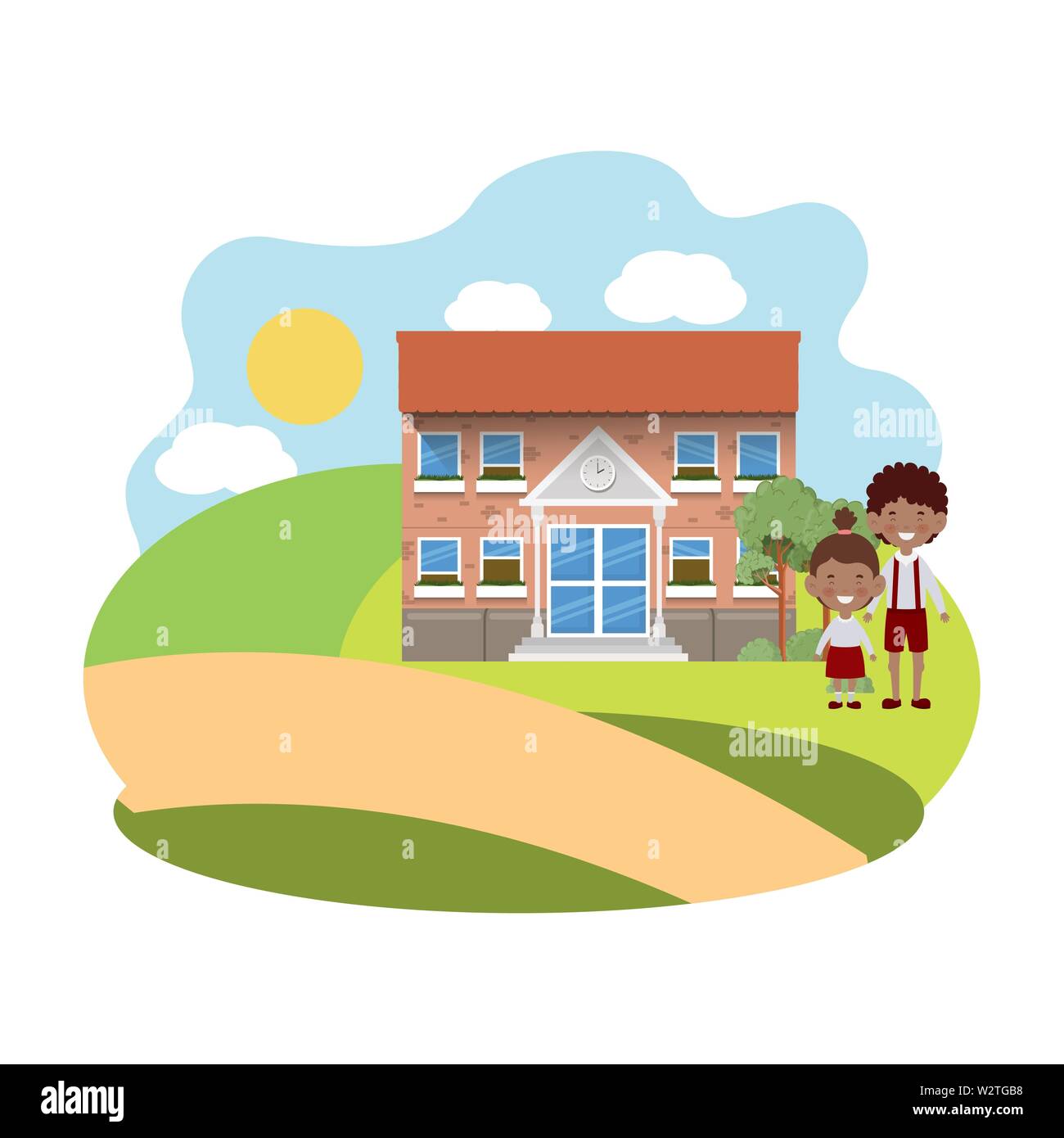 school building of primary with students Stock Vector Image & Art - Alamy