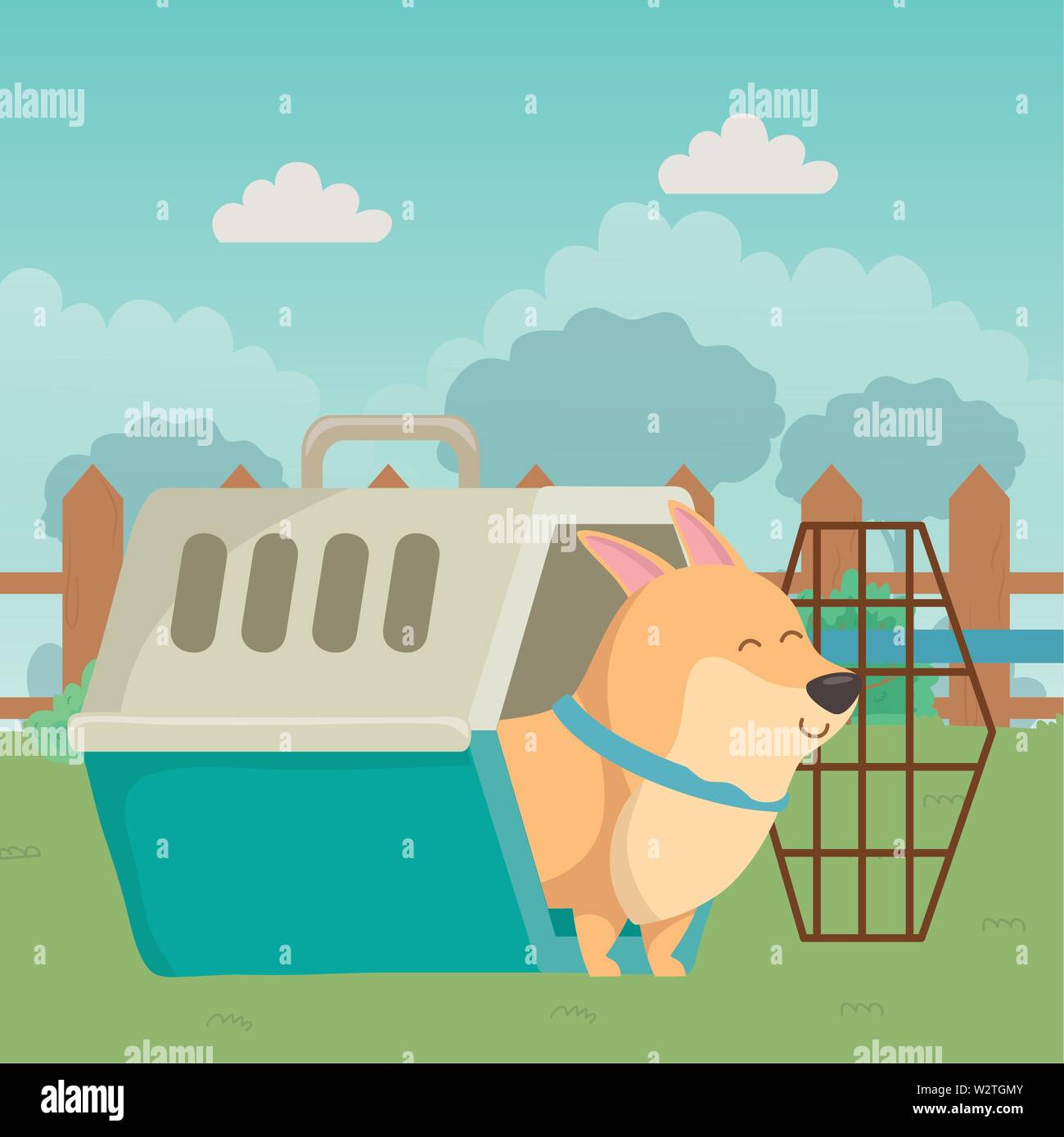 Dog cartoon inside kennel design, Mascot pet animal nature cute and ...