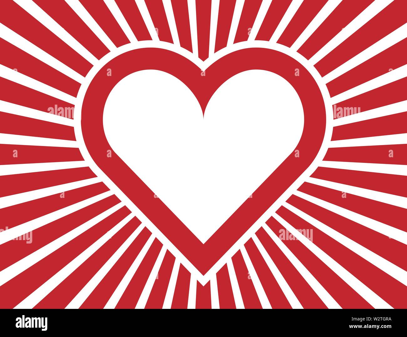 Red heart with radial rays vector illustration laylout Stock Vector ...