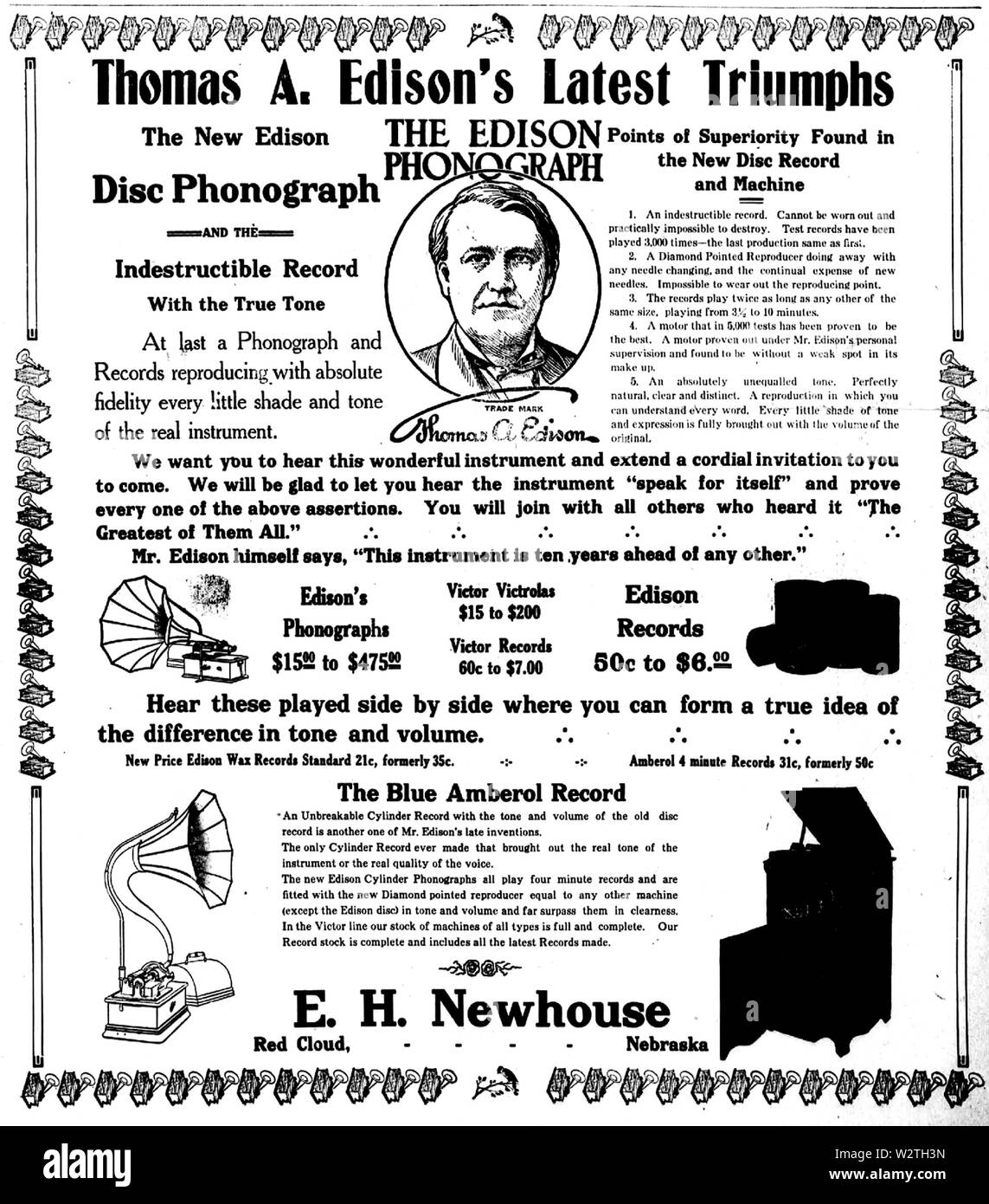 Edison Phonograph 1913 newspaper ad Stock Photo - Alamy