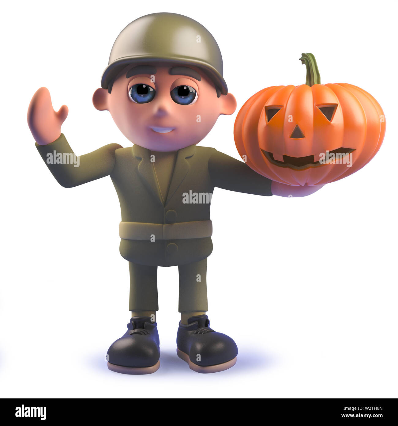3d rendered image of an army soldier character in 3d with a Halloween ...