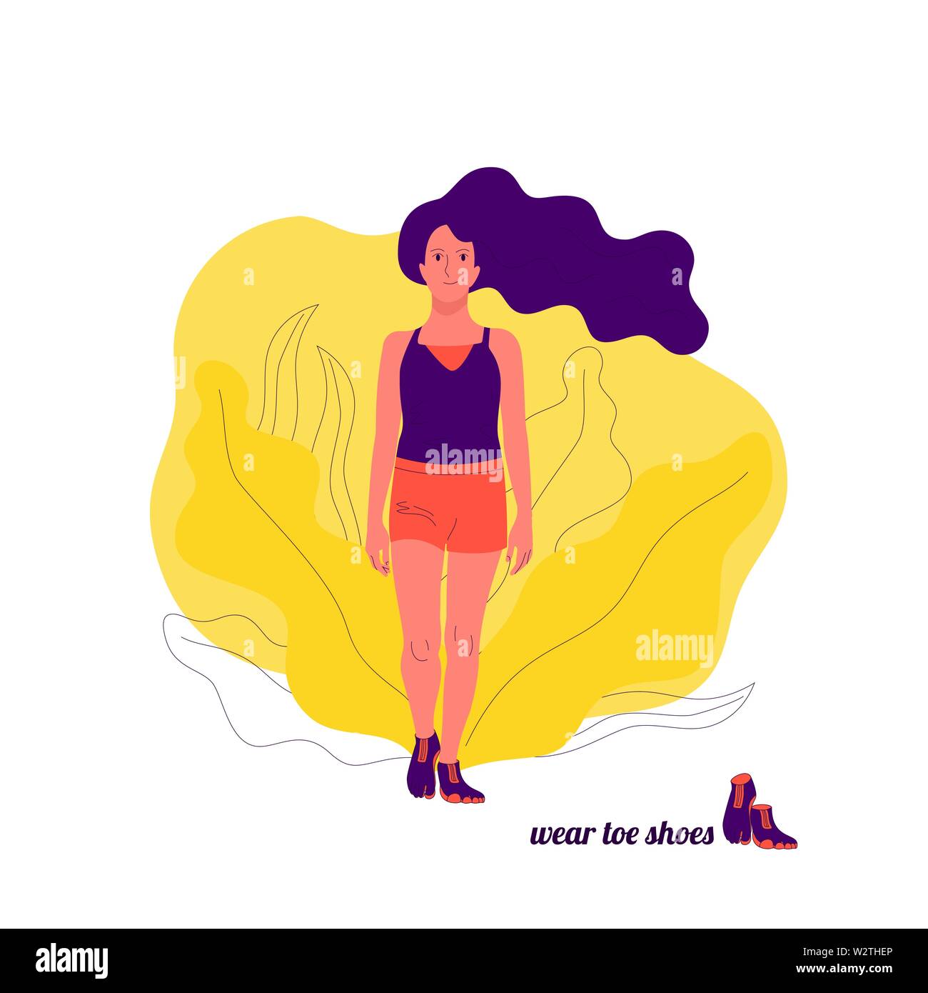 Beautiful girl wearing innovative trendy footwear with five toes ...