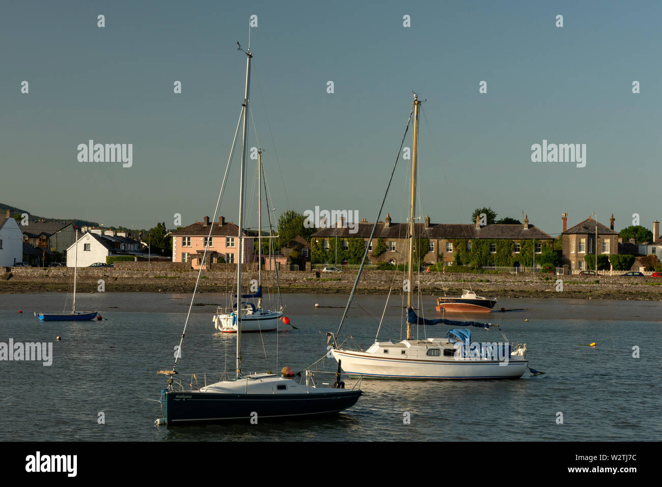 Moored boats and yachts on the Colligan River and Dungarvan bay marina ...