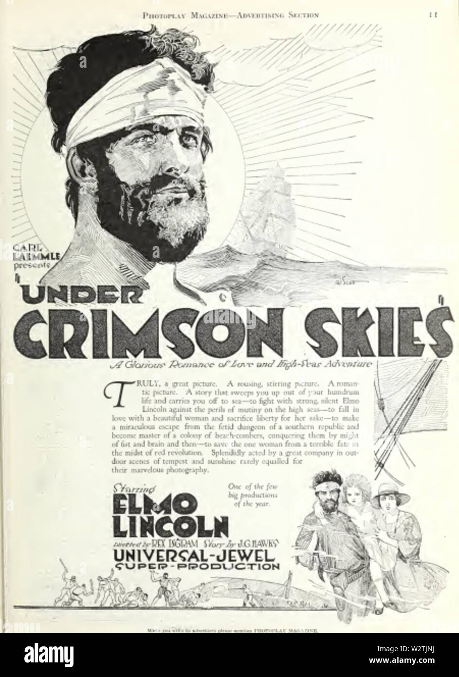 Elmo Lincoln in Under Crimson Skies by Rex Ingram Photoplay 1918 Stock ...
