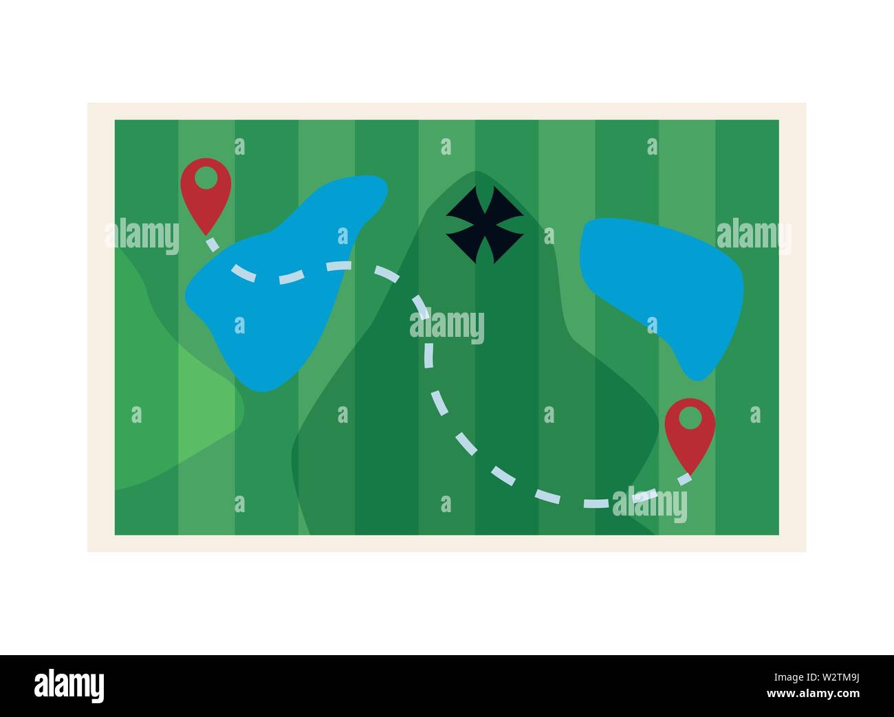 Adventure map with lakes and destinations Stock Vector Image & Art - Alamy