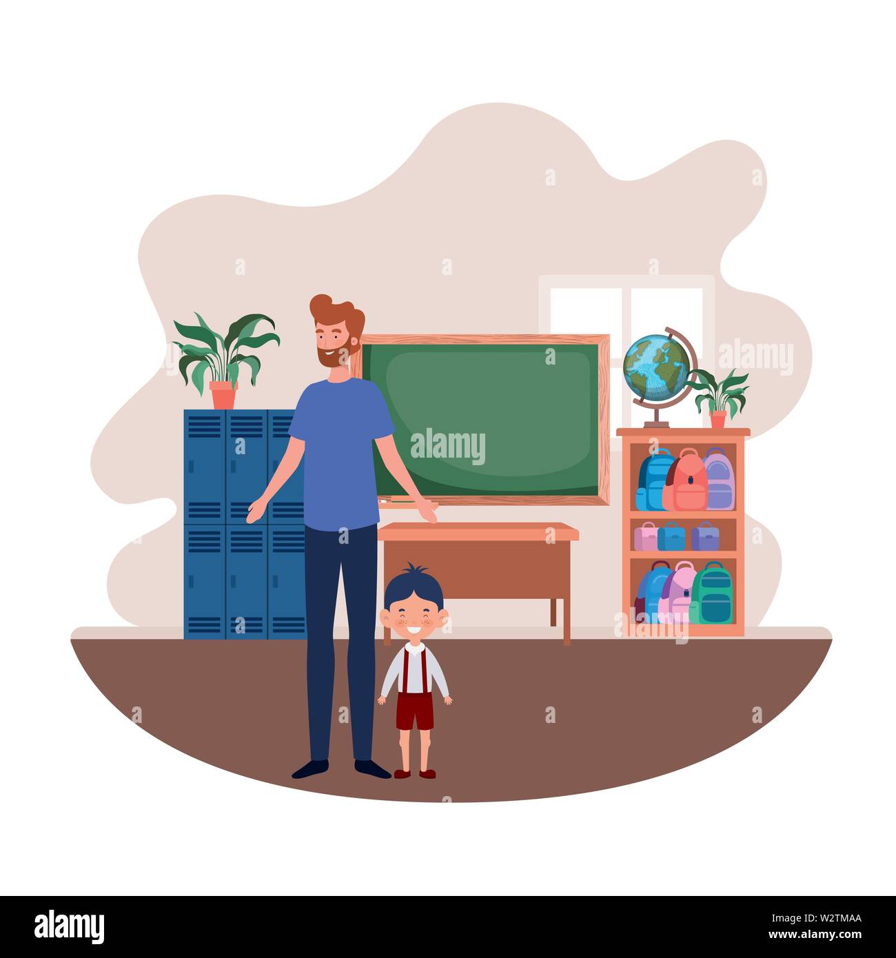 father with son of back to school Stock Vector Image & Art - Alamy
