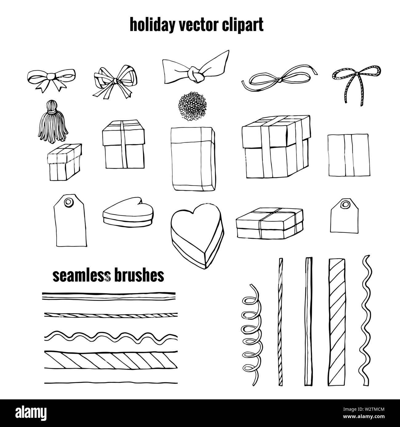 Set of gift wrapping, boxes and bow knots clipart. collection of ...