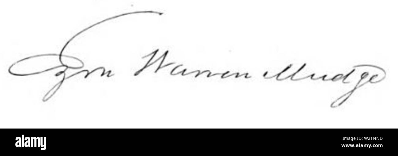 Ezra Warren Mudge signature Stock Photo - Alamy