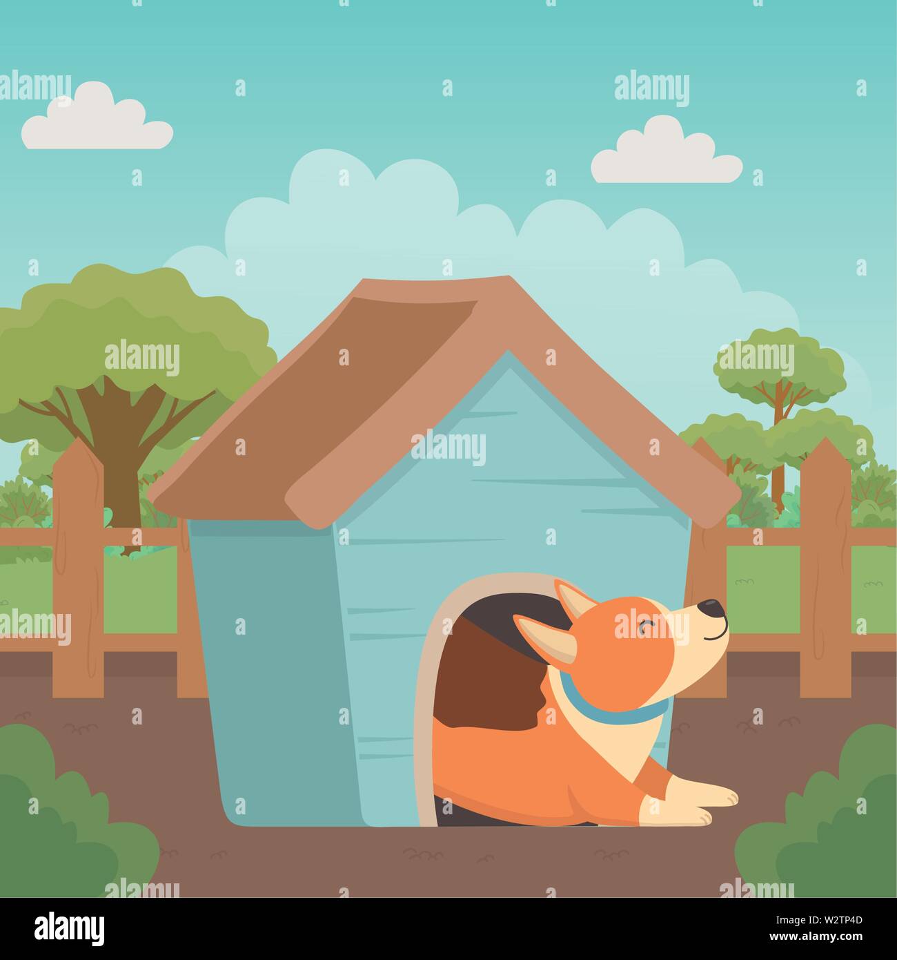 Dog cartoon inside house design, Mascot pet animal nature cute and ...
