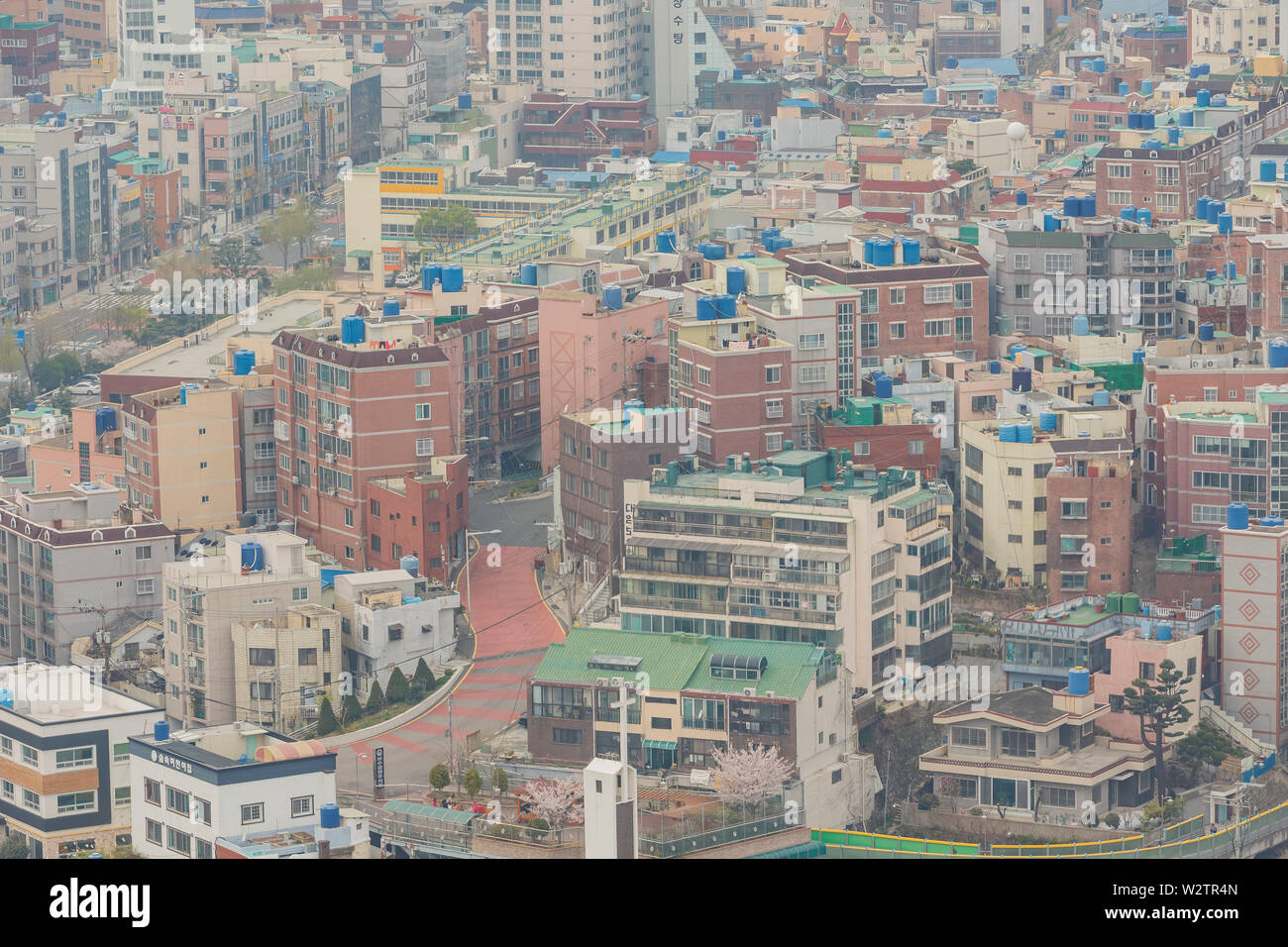 Aerial view of the Busan cityscape from Busan Tower at Busan, South ...