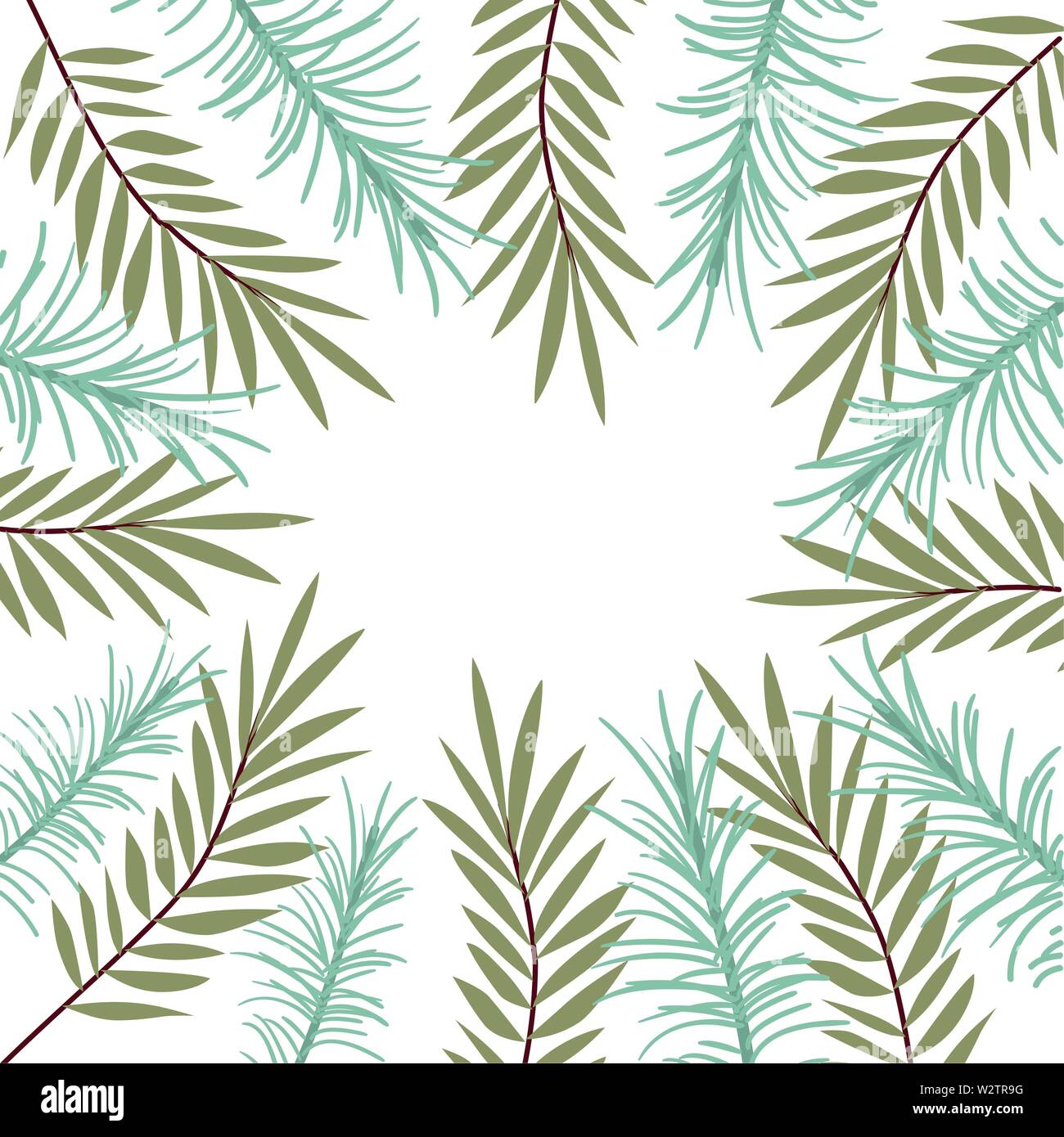 pattern of branch with leaf in white background Stock Vector Image ...