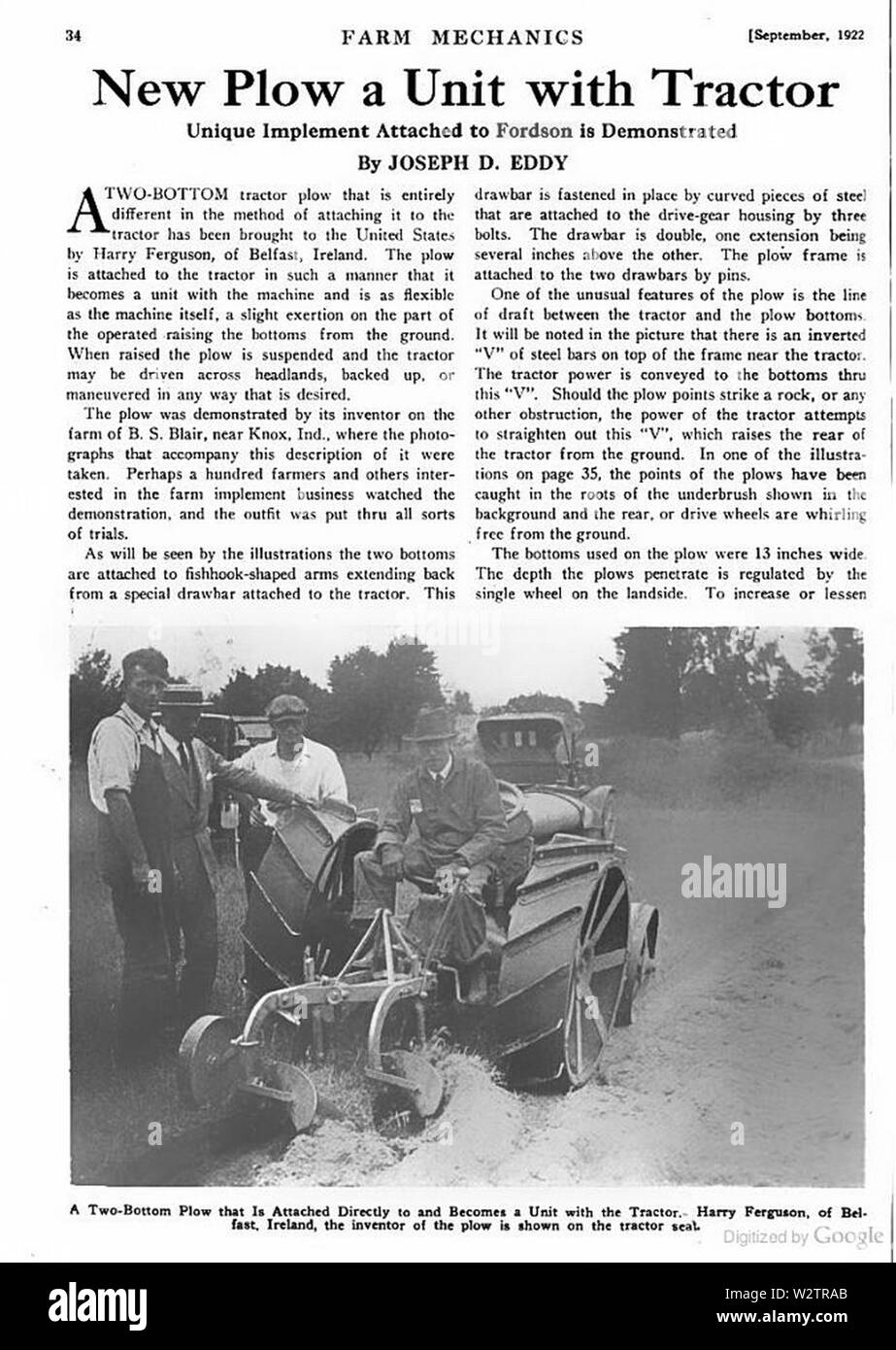 Farm Mechanics 1922 Ferguson mechanical hitch Stock Photo - Alamy