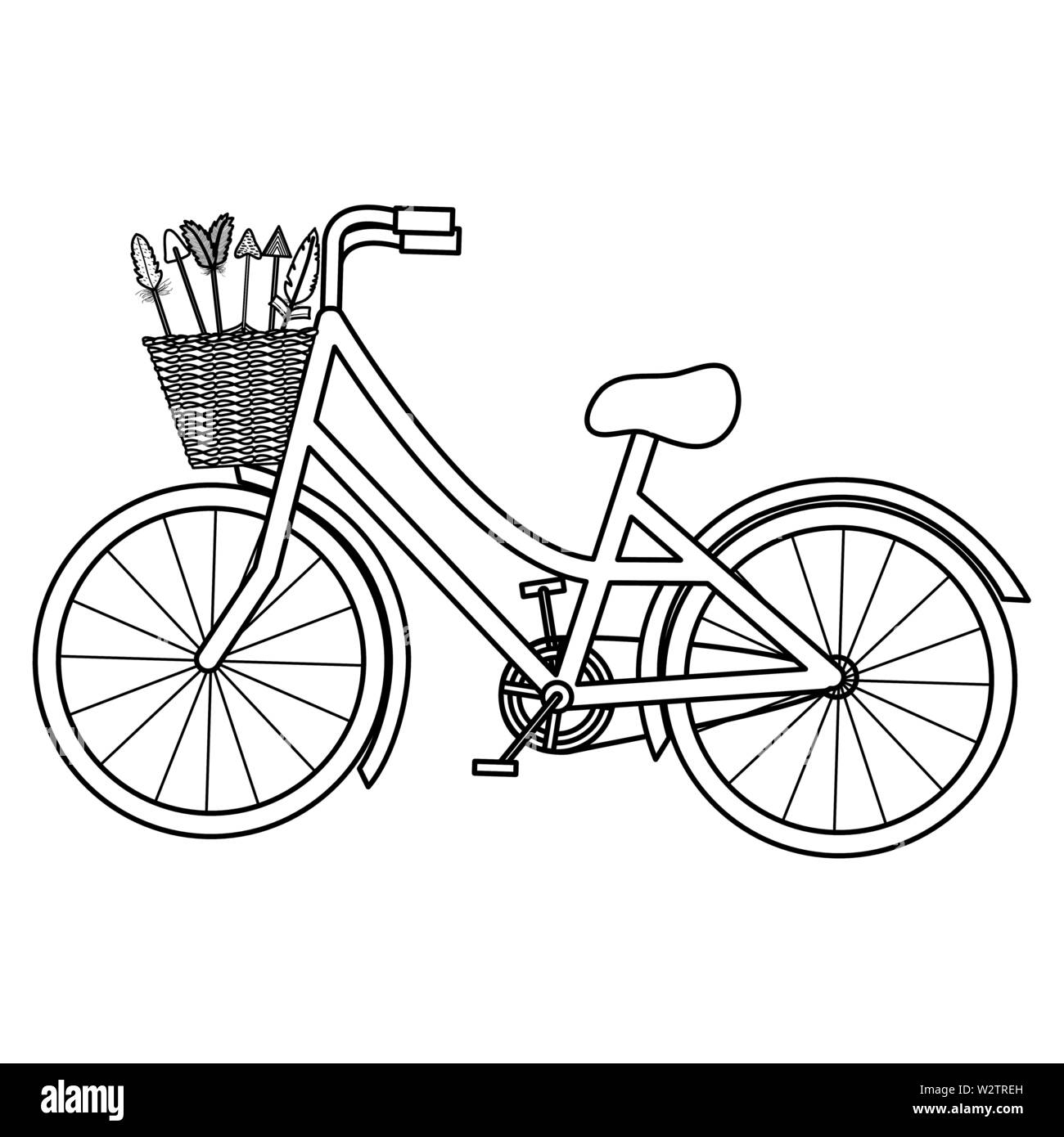 retro bicycle with basket and indian arrows vector illustration design ...