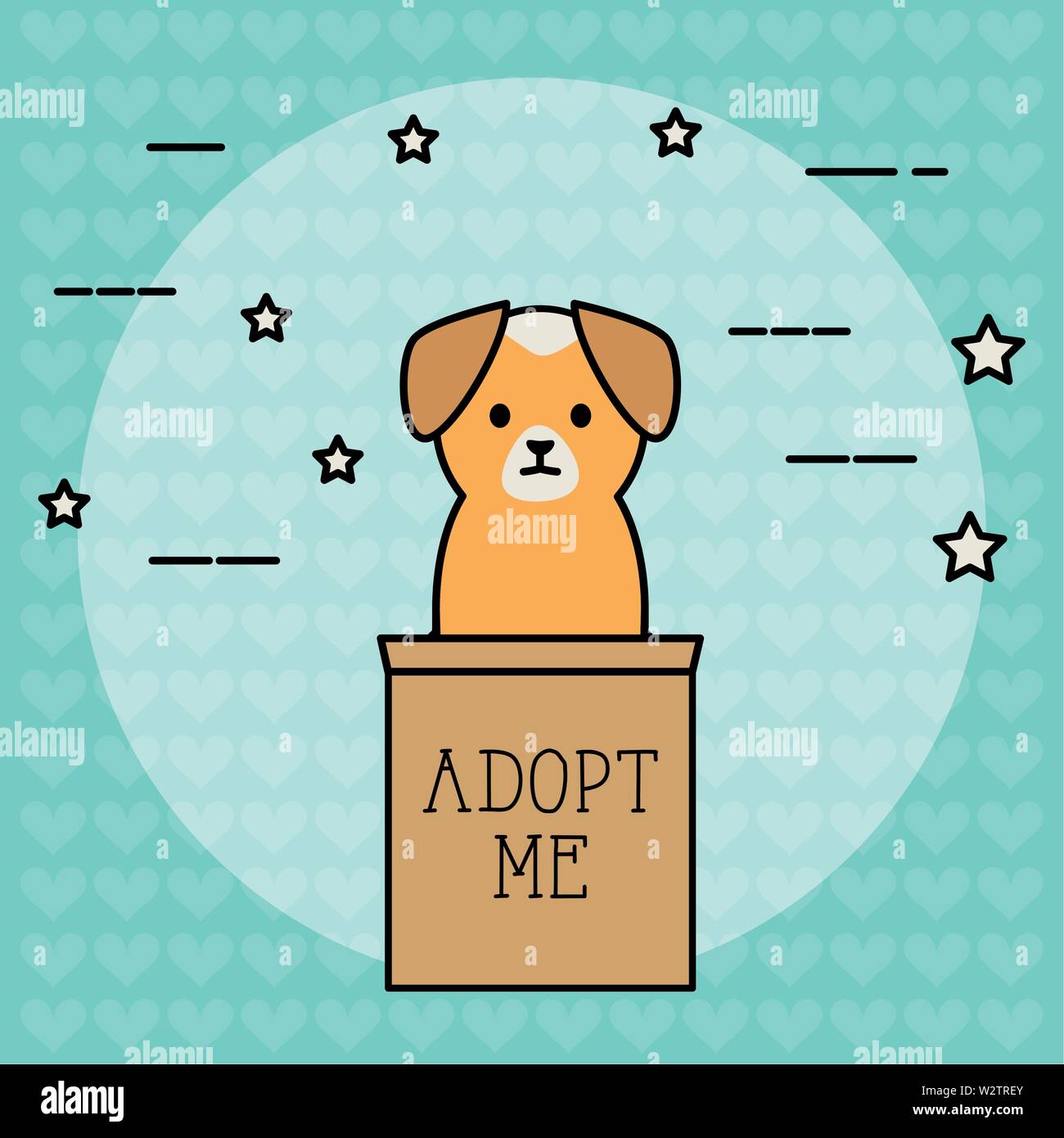 little dog adorable with carton box vector illustration design Stock ...