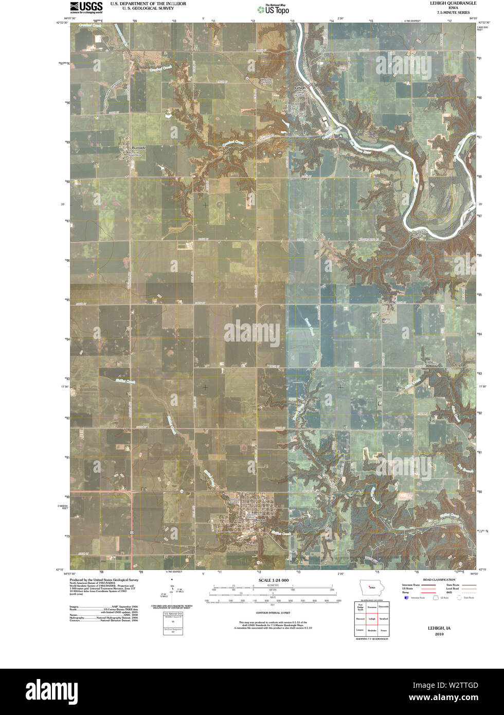 USGS TOPO Maps Iowa IA Lehigh 20100427 TM Restoration Stock Photo - Alamy