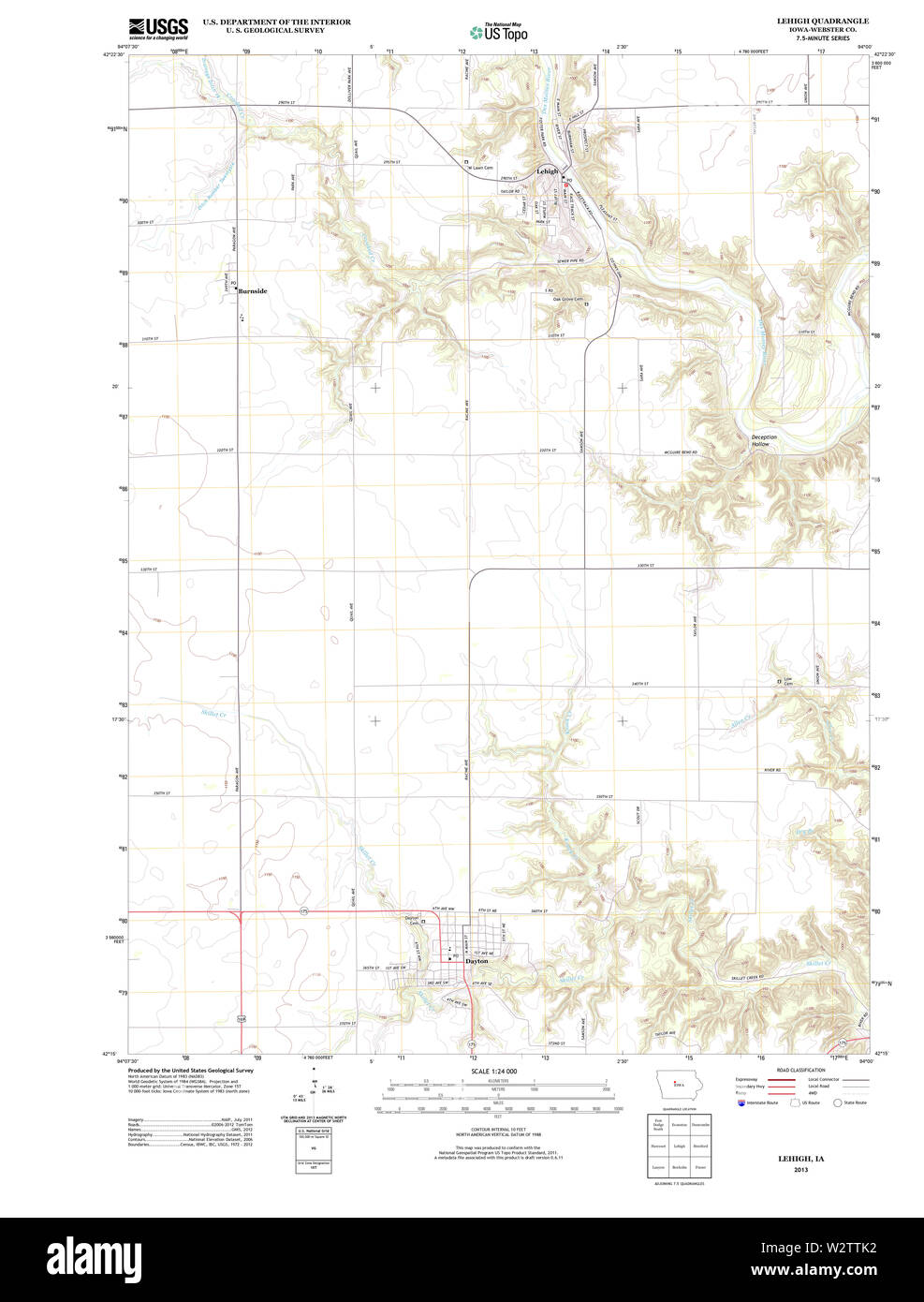 USGS TOPO Maps Iowa IA Lehigh 20130415 TM Restoration Stock Photo - Alamy