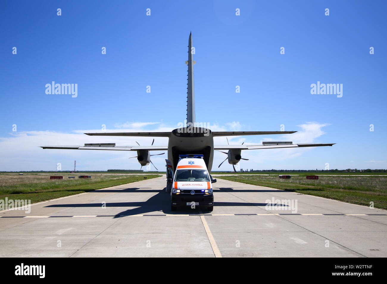 Boboc, Romania - May 22, 2019: An ambulance is parked near the rear ...