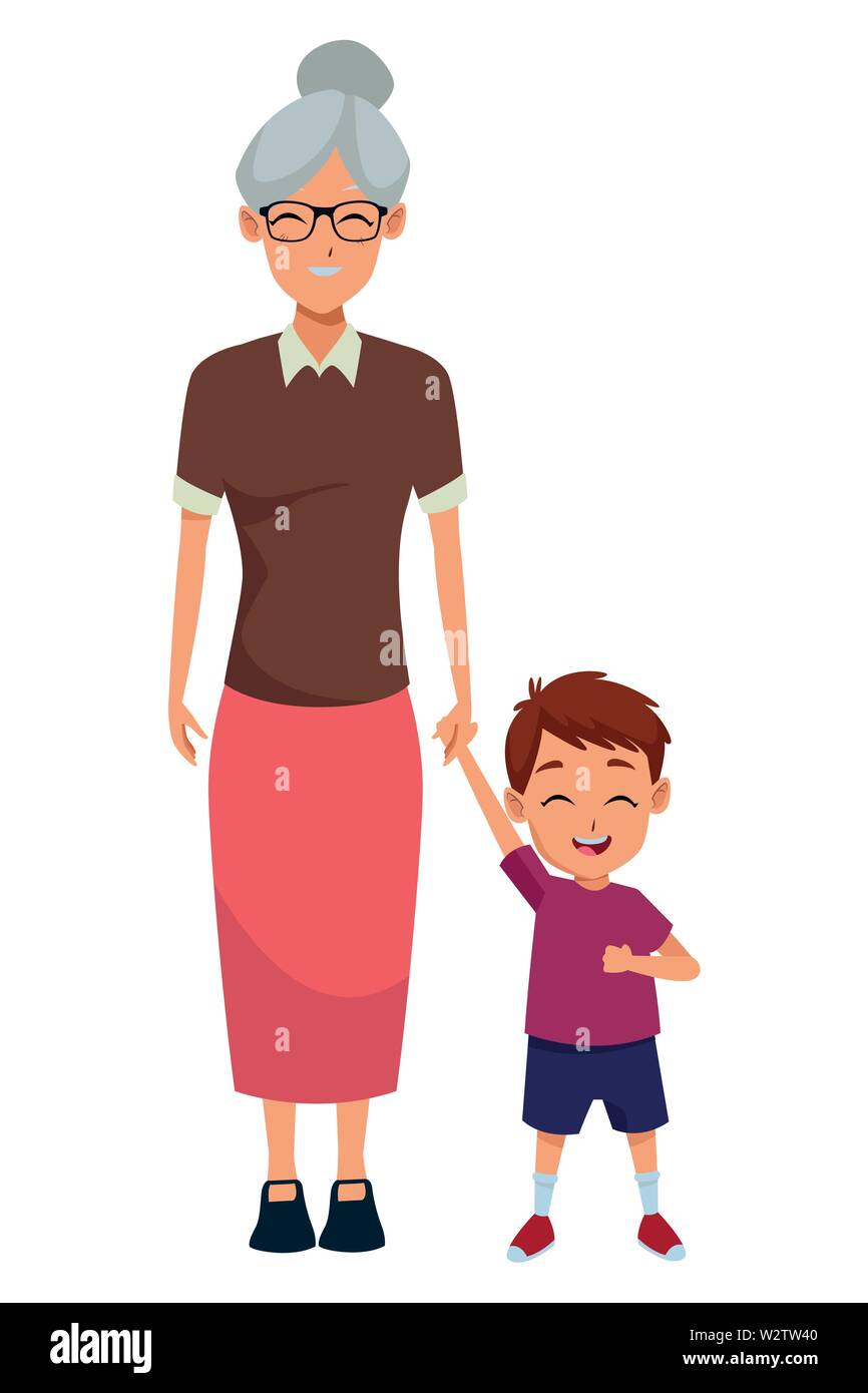 Family grandmother with grandchildren cartoon Stock Vector Image & Art ...