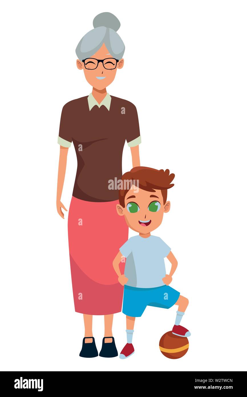 Family grandmother with grandchildren cartoon Stock Vector Image & Art ...