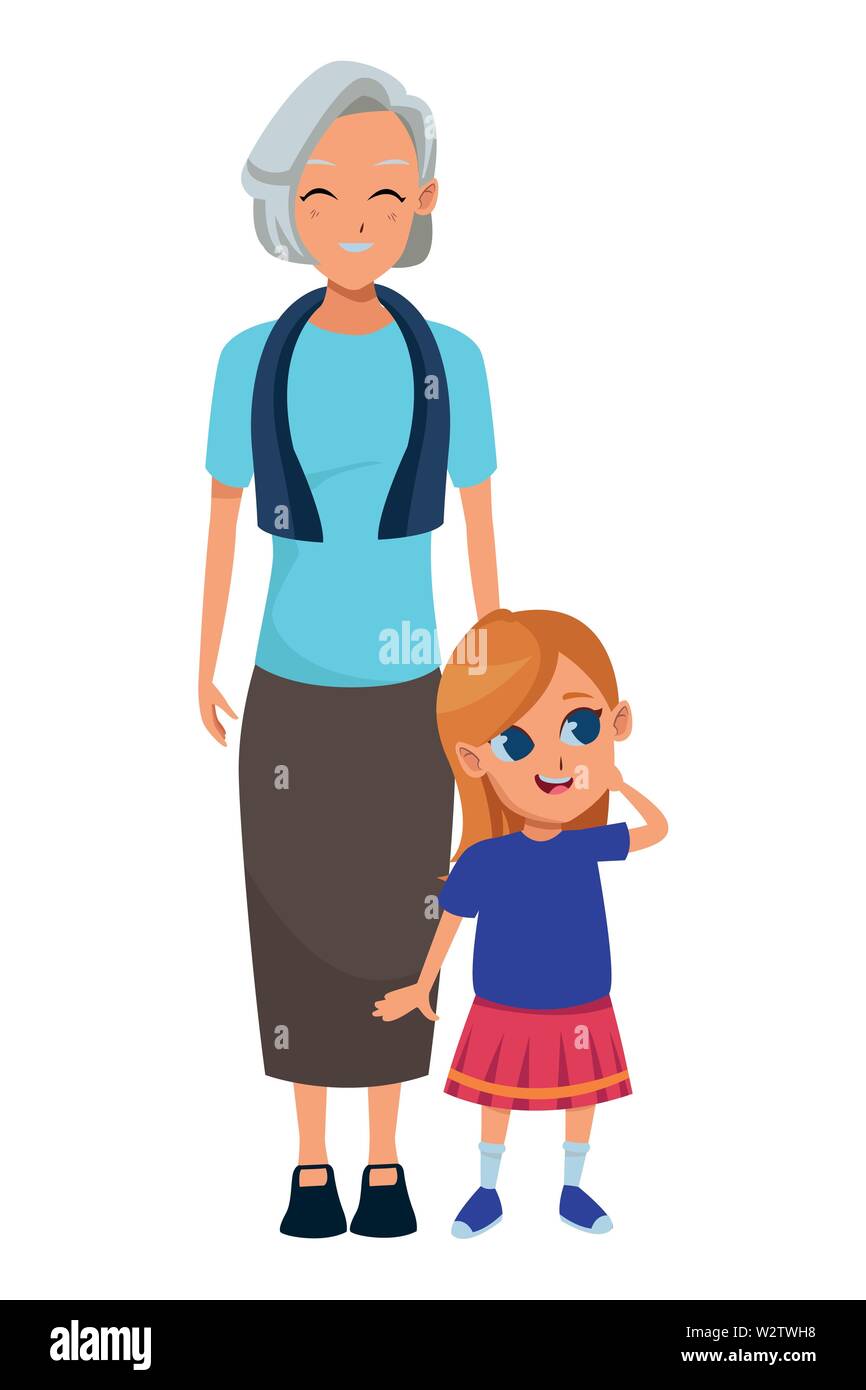 Family grandmother with grandchildren cartoon Stock Vector Image & Art ...