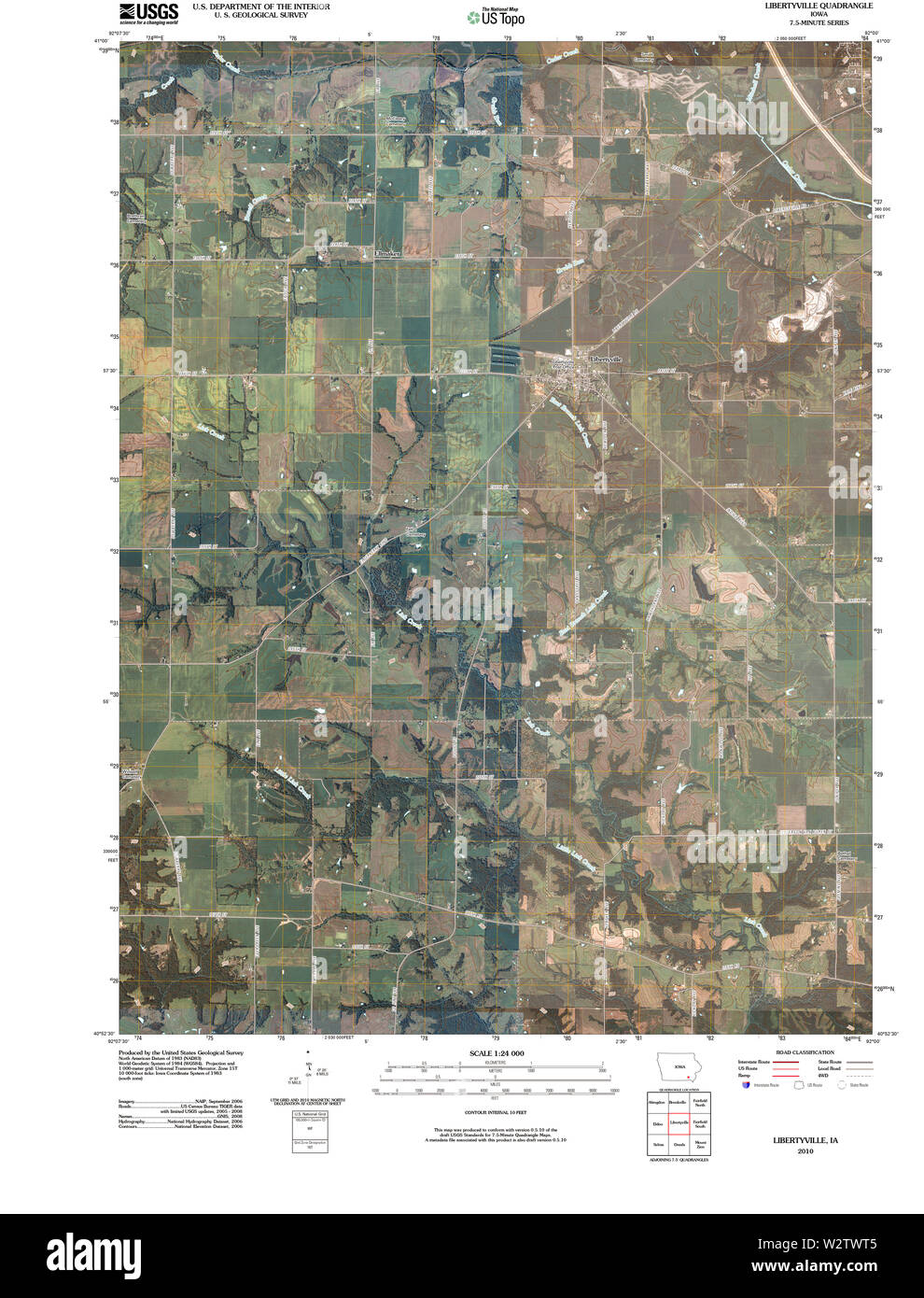 USGS TOPO Maps Iowa IA Libertyville 20100422 TM Restoration Stock Photo ...