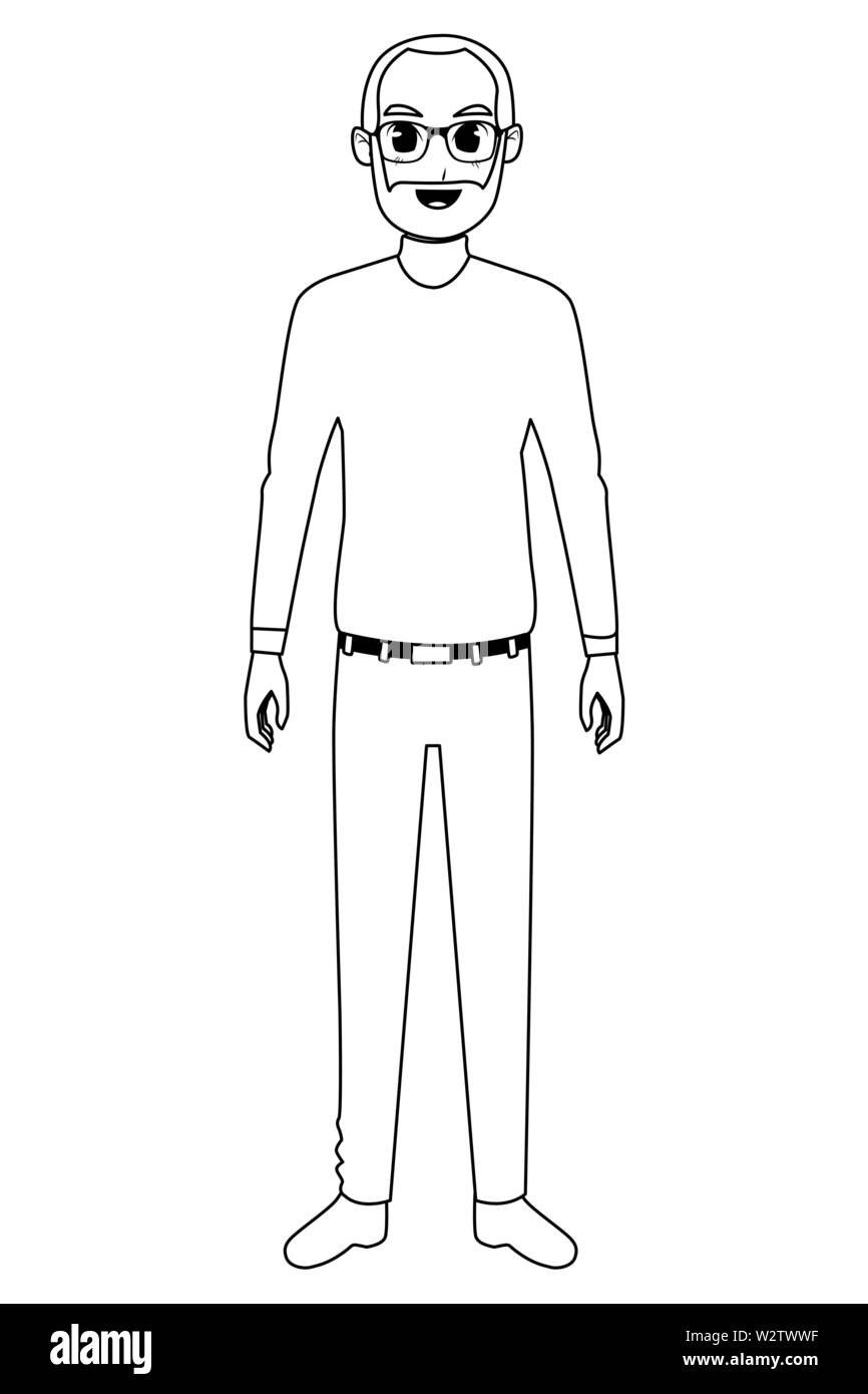 Smiling mature man beard grey Black and White Stock Photos & Images - Alamy