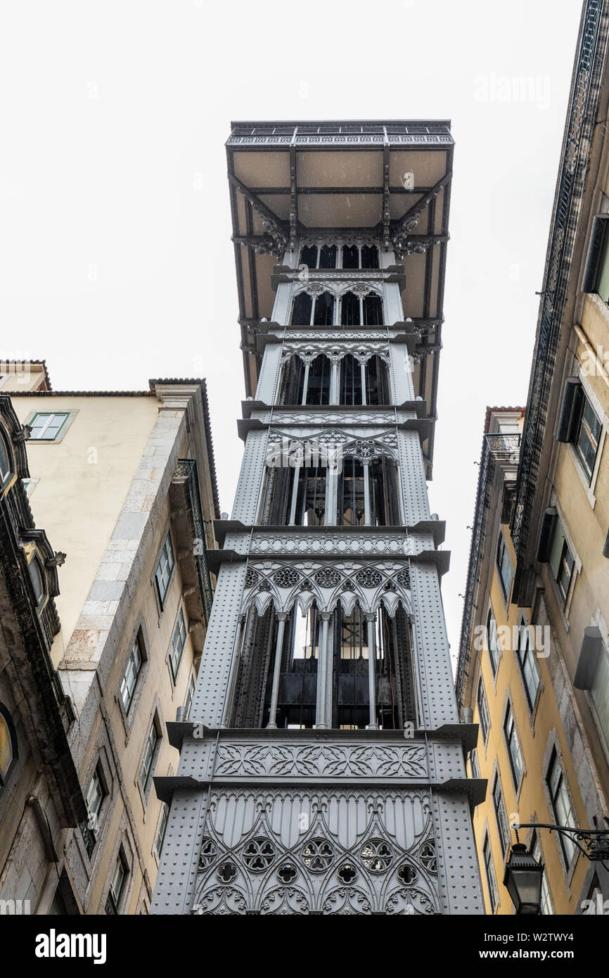 Famous Saint Justice (Santa Justa) lift in the historic downtown of ...