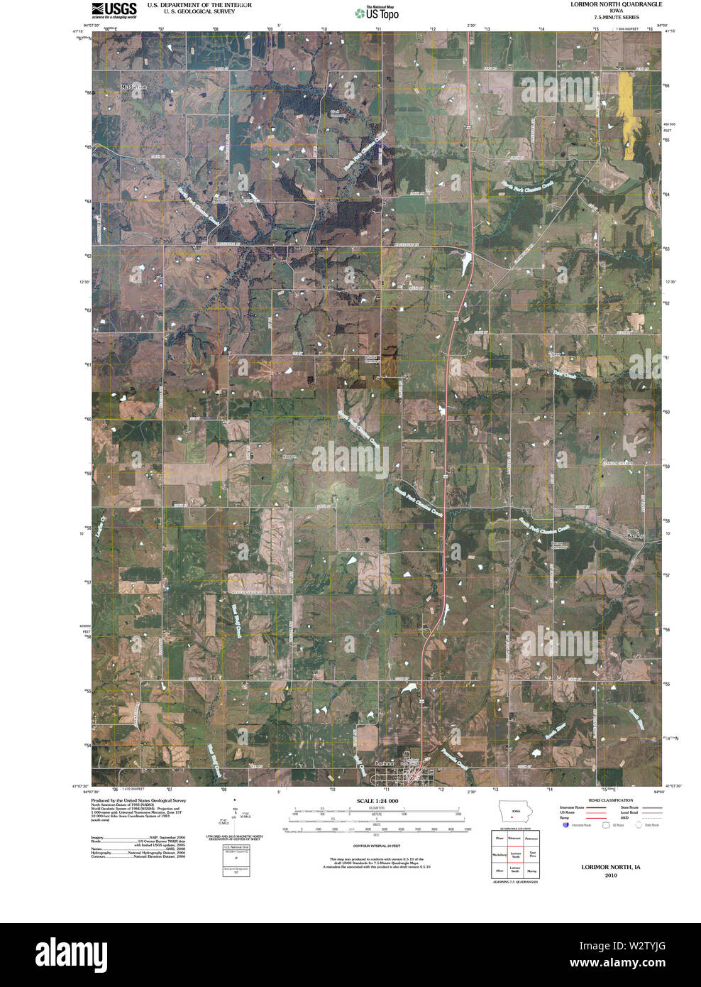 USGS TOPO Maps Iowa IA Lorimor North 20100422 TM Restoration Stock ...