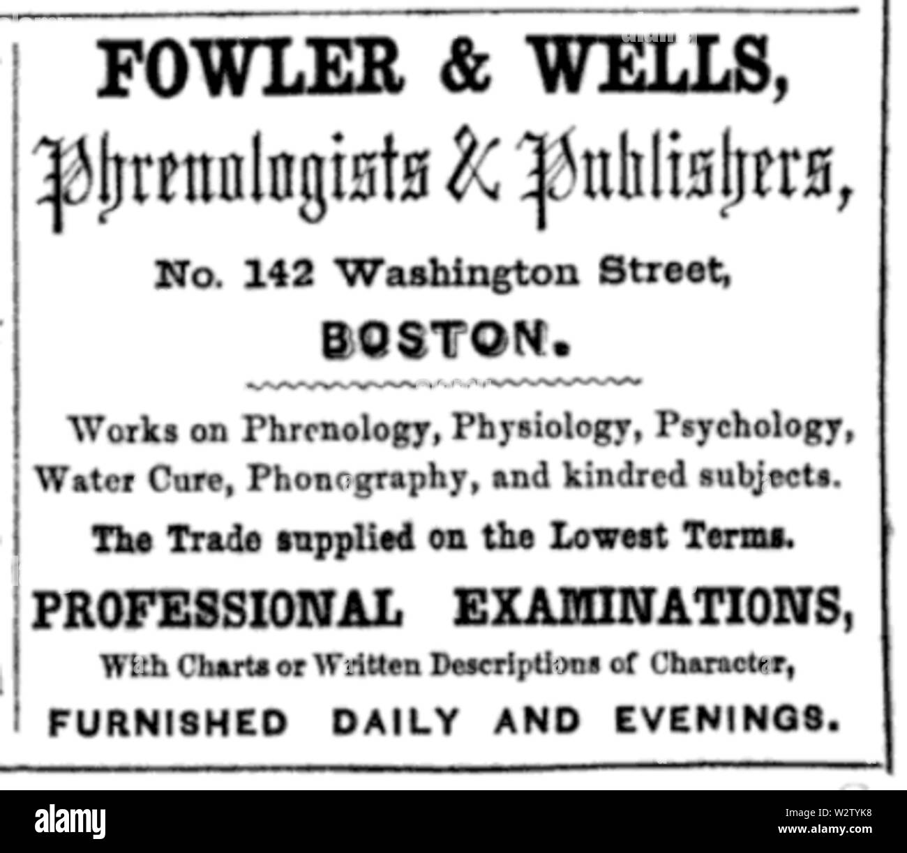 Fowler and Wells WashingtonSt BostonDirectory 1852 Stock Photo - Alamy