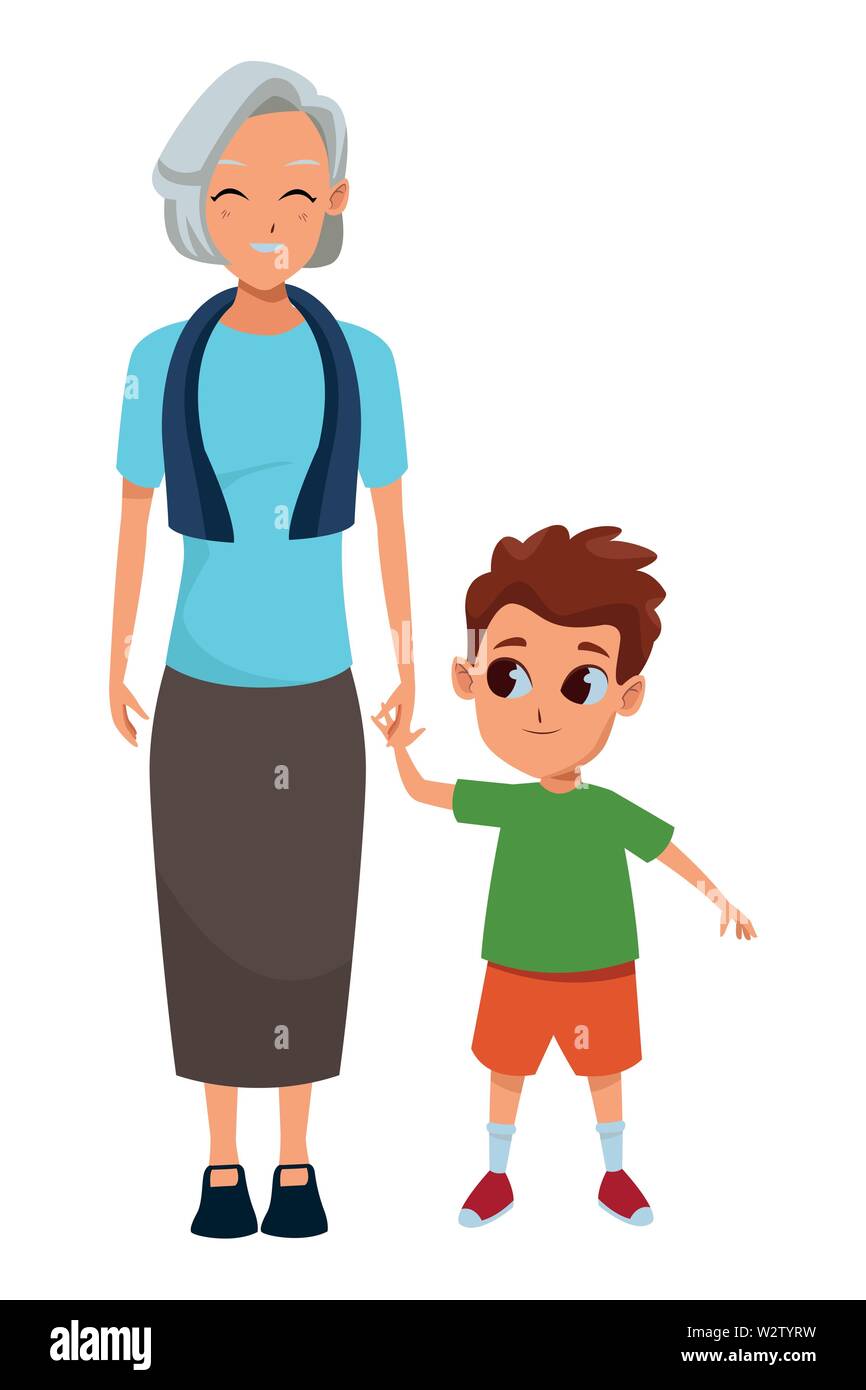 Family grandmother with grandchildren cartoon Stock Vector Image & Art ...