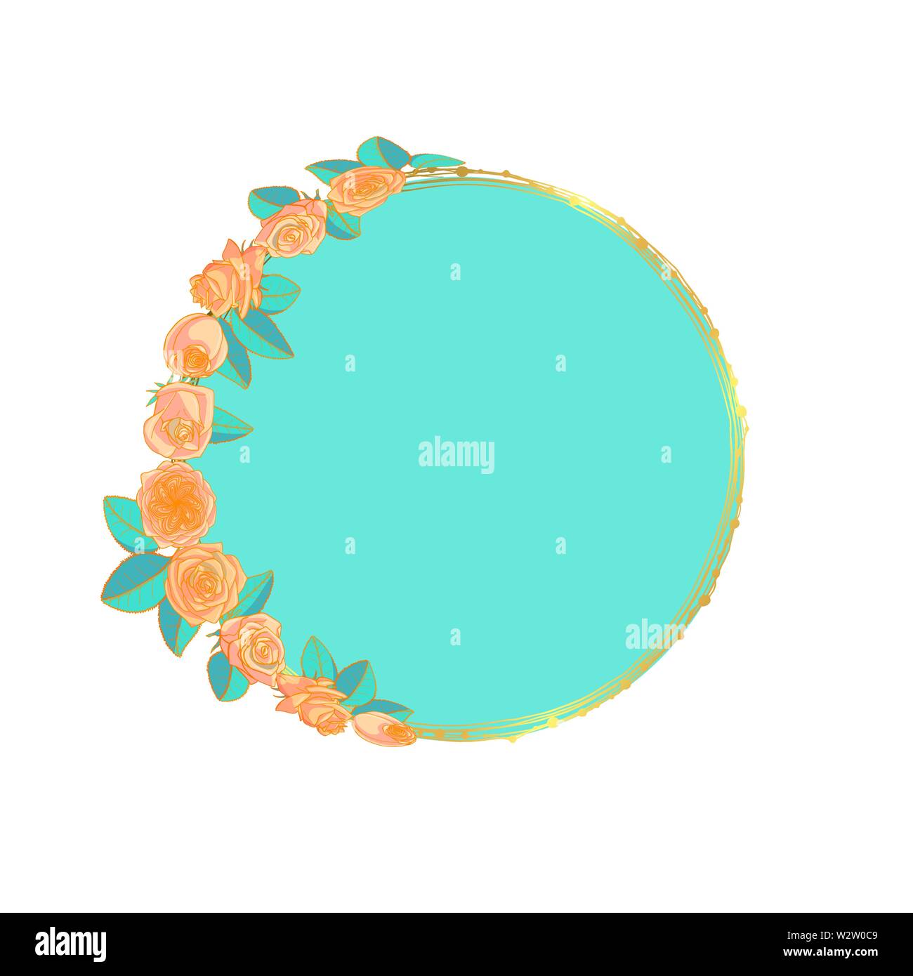 Hand drawn doodle style asymmetric wreath. vintage floral design ...