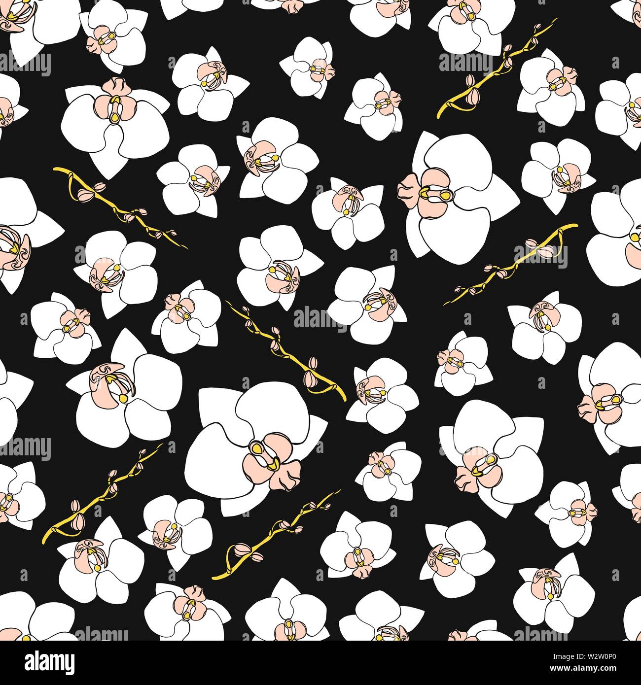 Seamless pattern with orchid flowers, nature floral background, stock ...