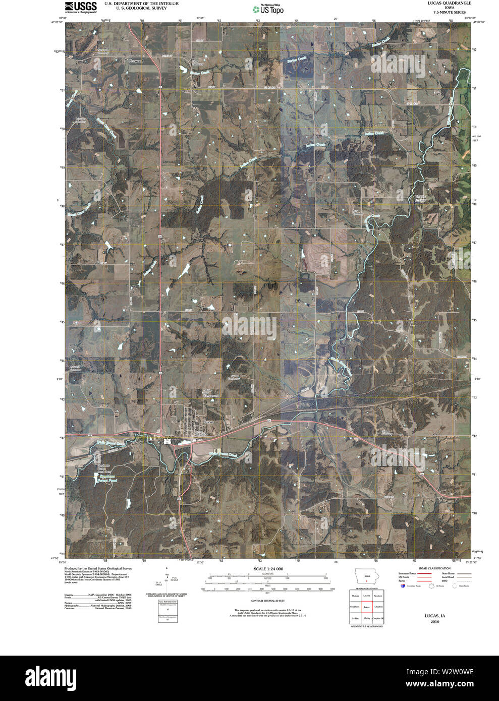 USGS TOPO Maps Iowa IA Lucas 20100422 TM Restoration Stock Photo - Alamy