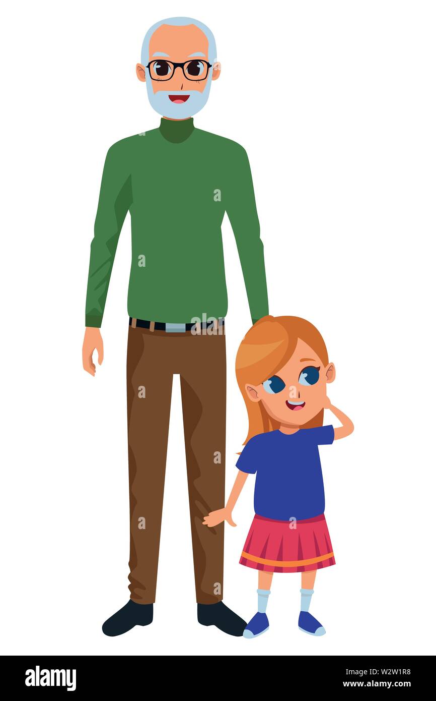 Happy mature grandfather grandchildren Stock Vector Images - Alamy