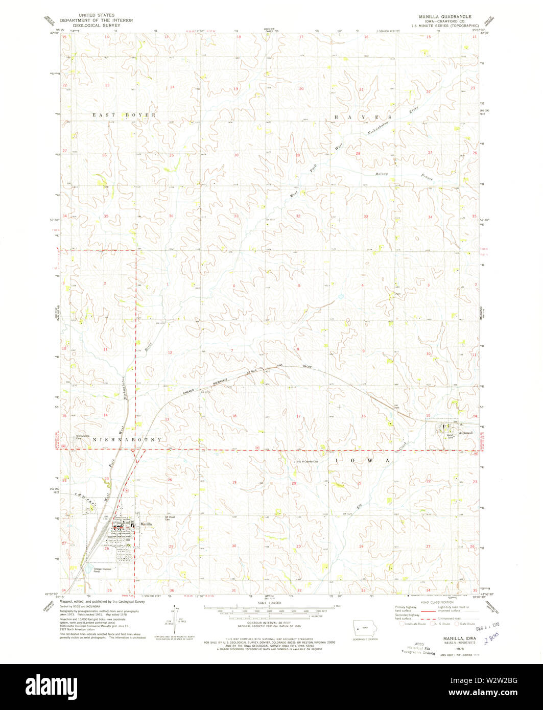 USGS TOPO Maps Iowa IA Manilla 175072 1978 24000 Restoration Stock ...