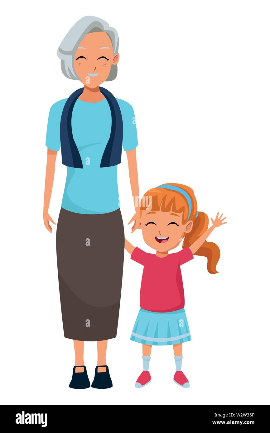 Family grandmother with grandchildren cartoon Stock Vector Image & Art ...