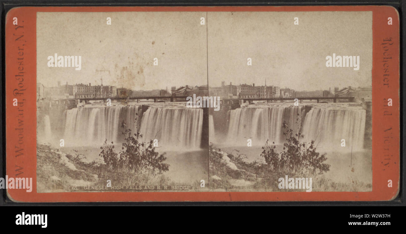 Genesee High Falls and RR Bridge, by Woodward, C W (Charles Warren ...