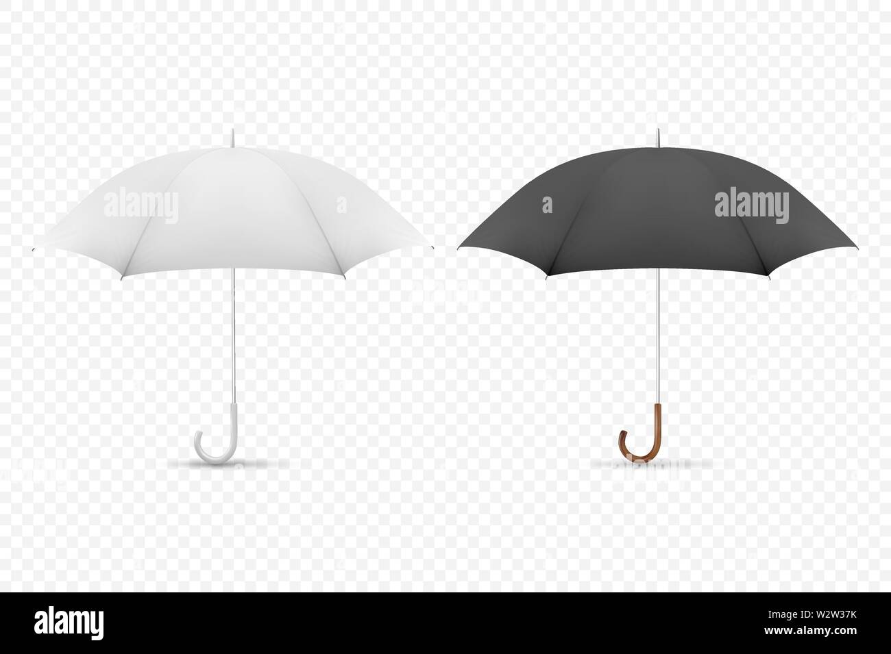 Vector 3d Realistic Render White and Black Blank Umbrella Icon Set Closeup Isolated on ...
